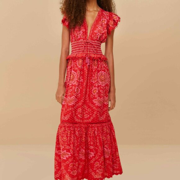 FARM Rio | Dresses | Farm Rio Red Olivia Lace Maxi Dress | Poshmark